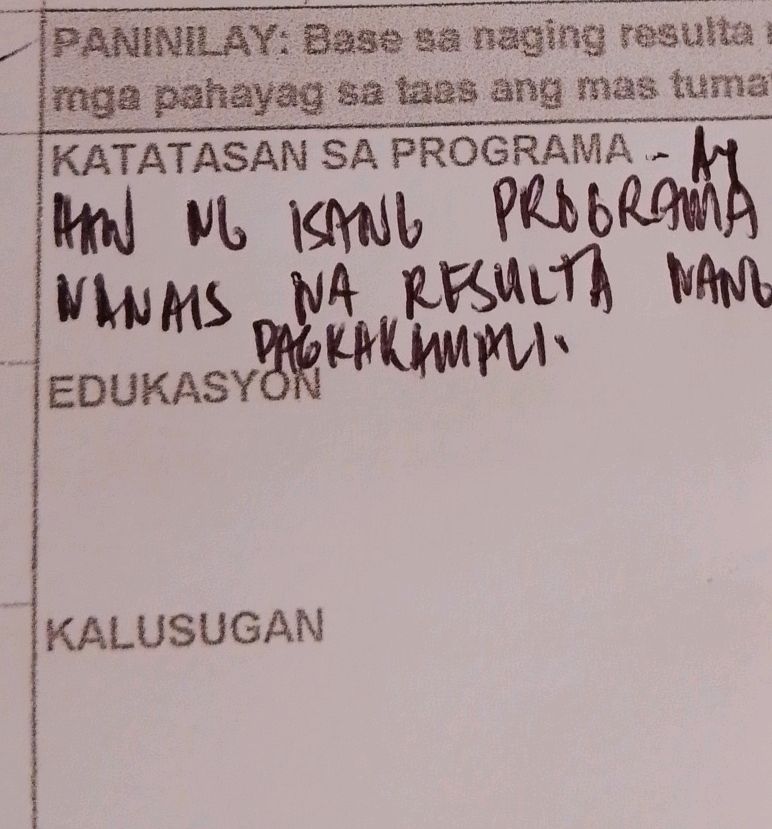 KATATASAN SA PROGRAMA - AN NG ISANG PROGRAMA | StudyX