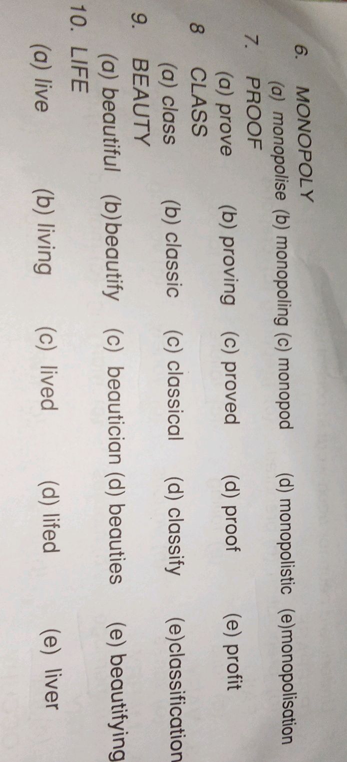 6. MONOPOLY (a) monopolise (b) monopoling | StudyX