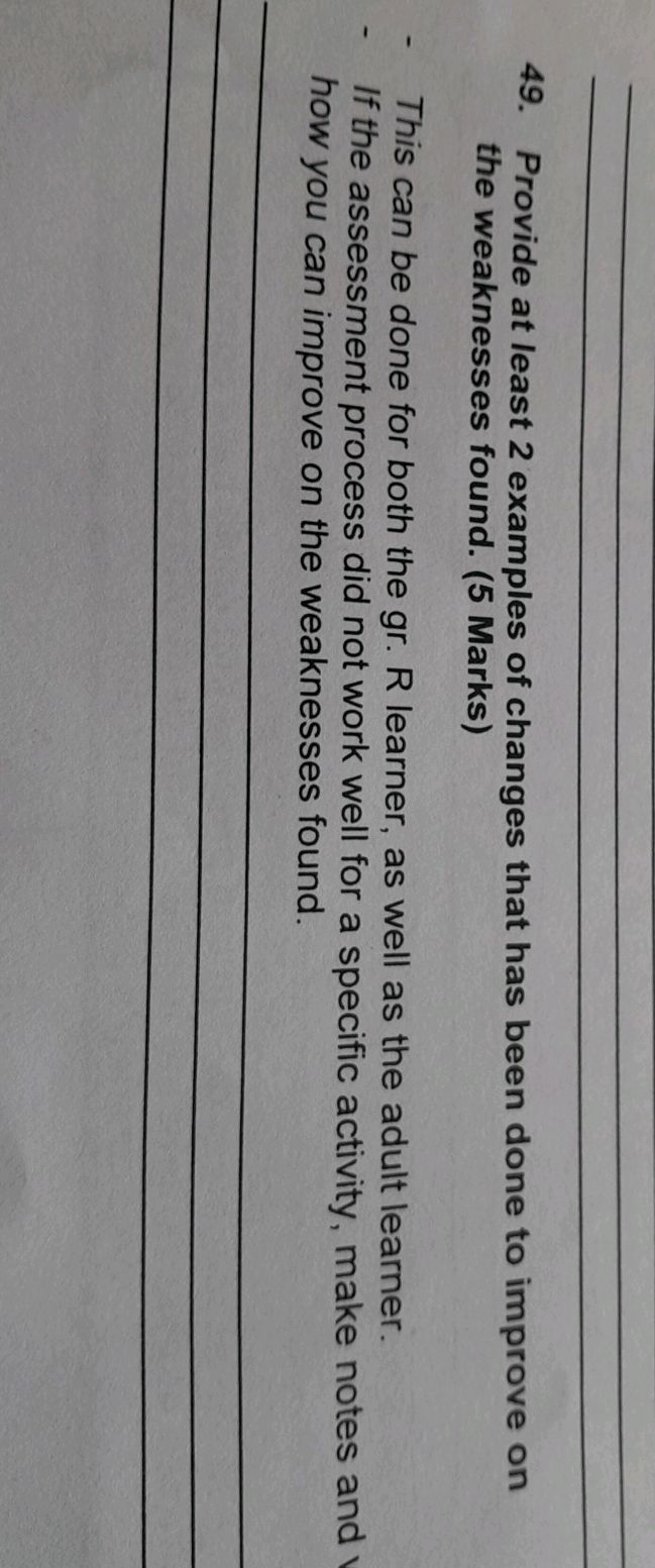 49. Provide at least 2 examples of changes | StudyX