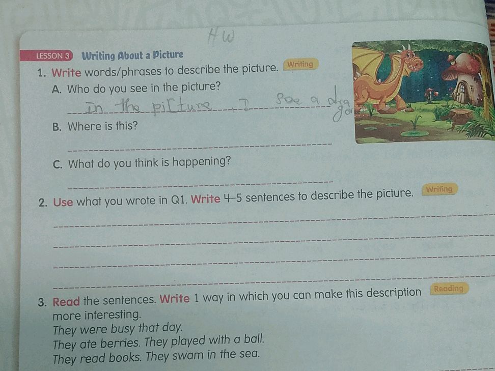1. Write words/phrases to describe the | StudyX