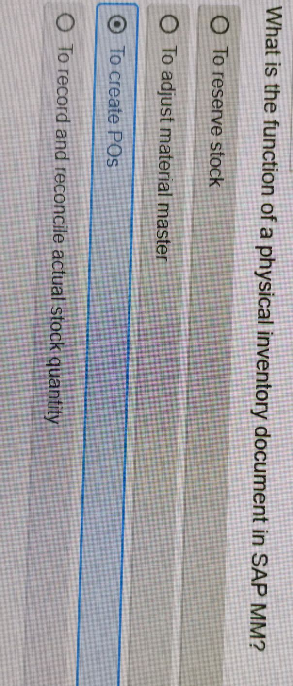 What is the function of a physical inventory | StudyX