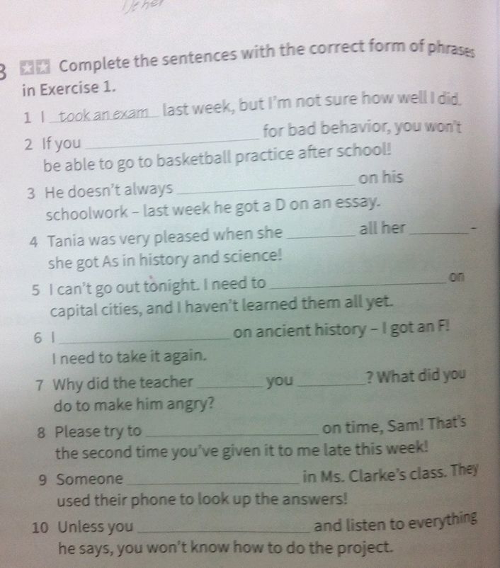 Complete the sentences with the correct form | StudyX