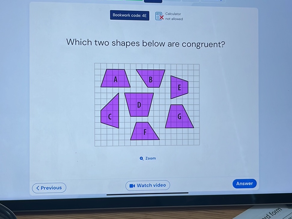 Which two shapes below are congruent? The | StudyX