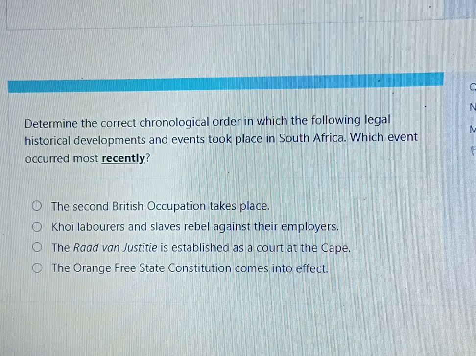 Determine the correct chronological order in
