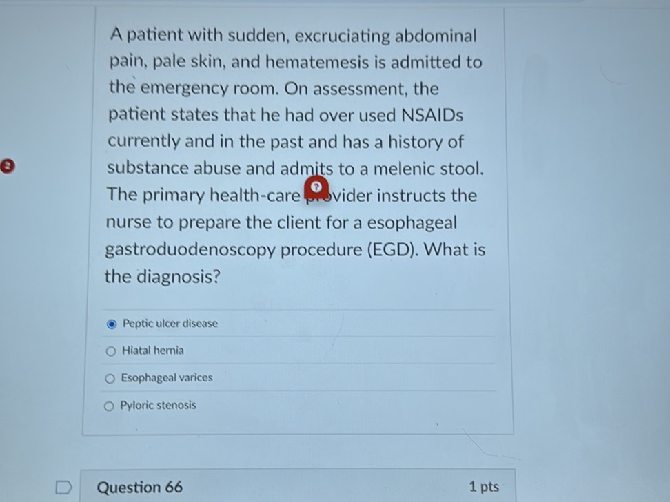 A patient with sudden, excruciating | StudyX