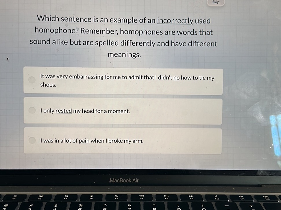 Which sentence is an example of an | StudyX