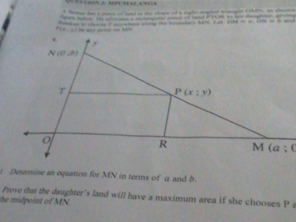 1. Determine an equation for MN in terms of | StudyX