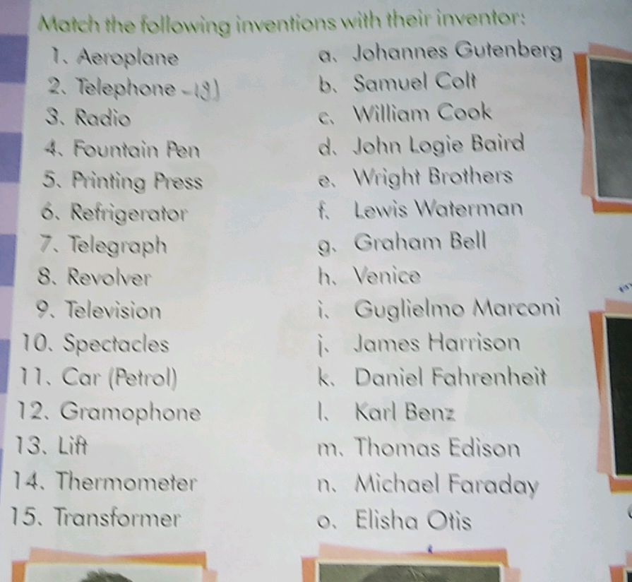 Match the following inventions with their | StudyX