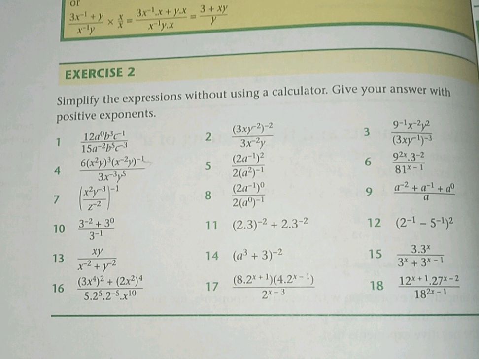 Simplify the expressions without using a | StudyX