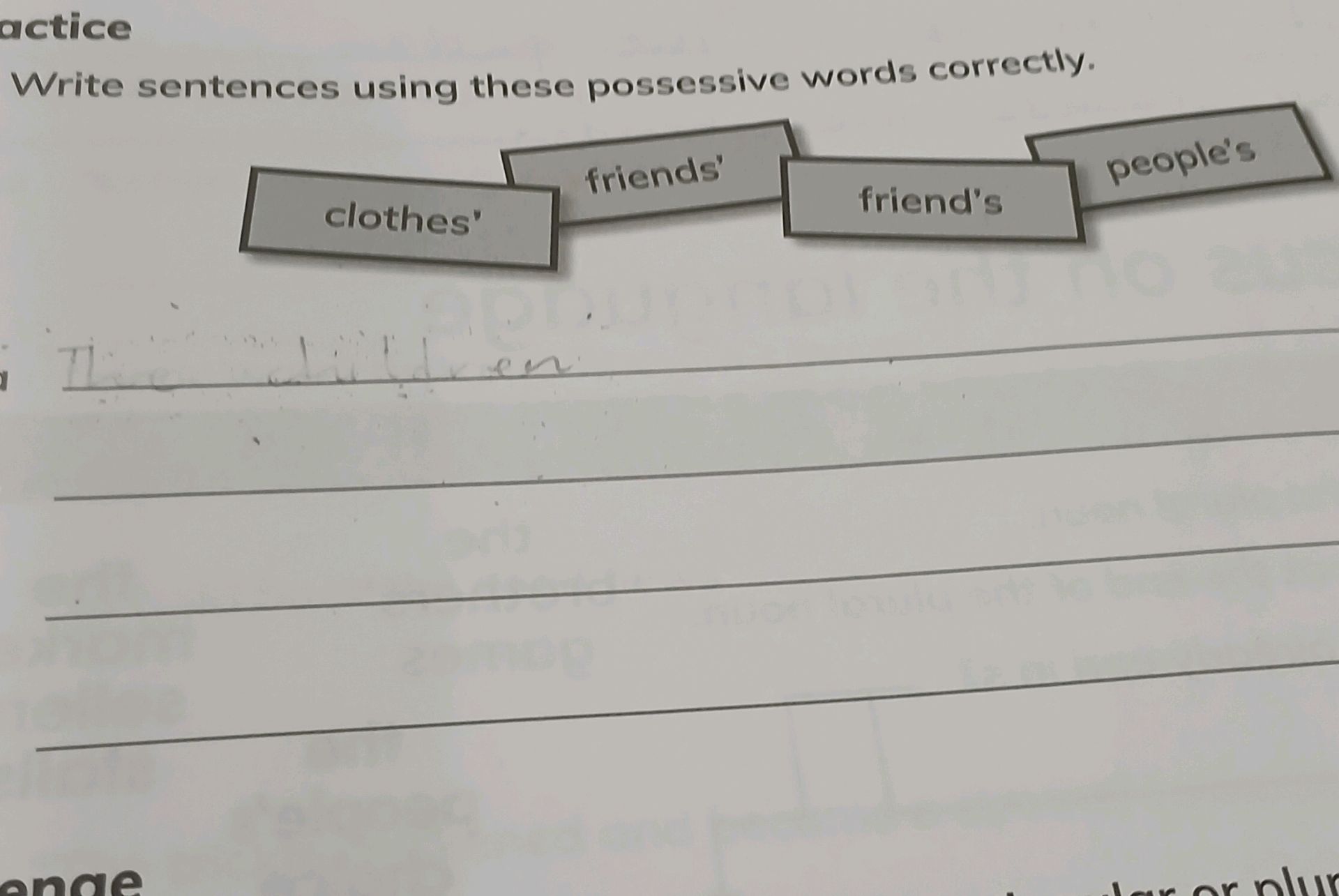 Write sentences using these possessive words | StudyX