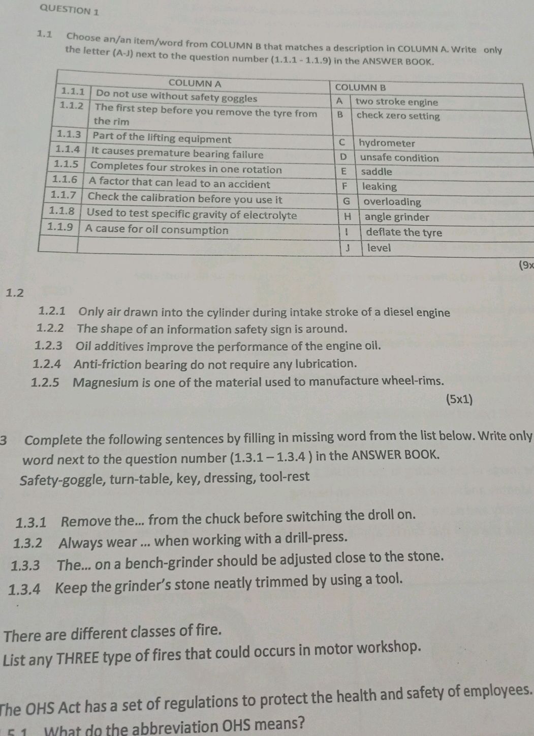 1.1 Choose an/an item/word from COLUMN B | StudyX