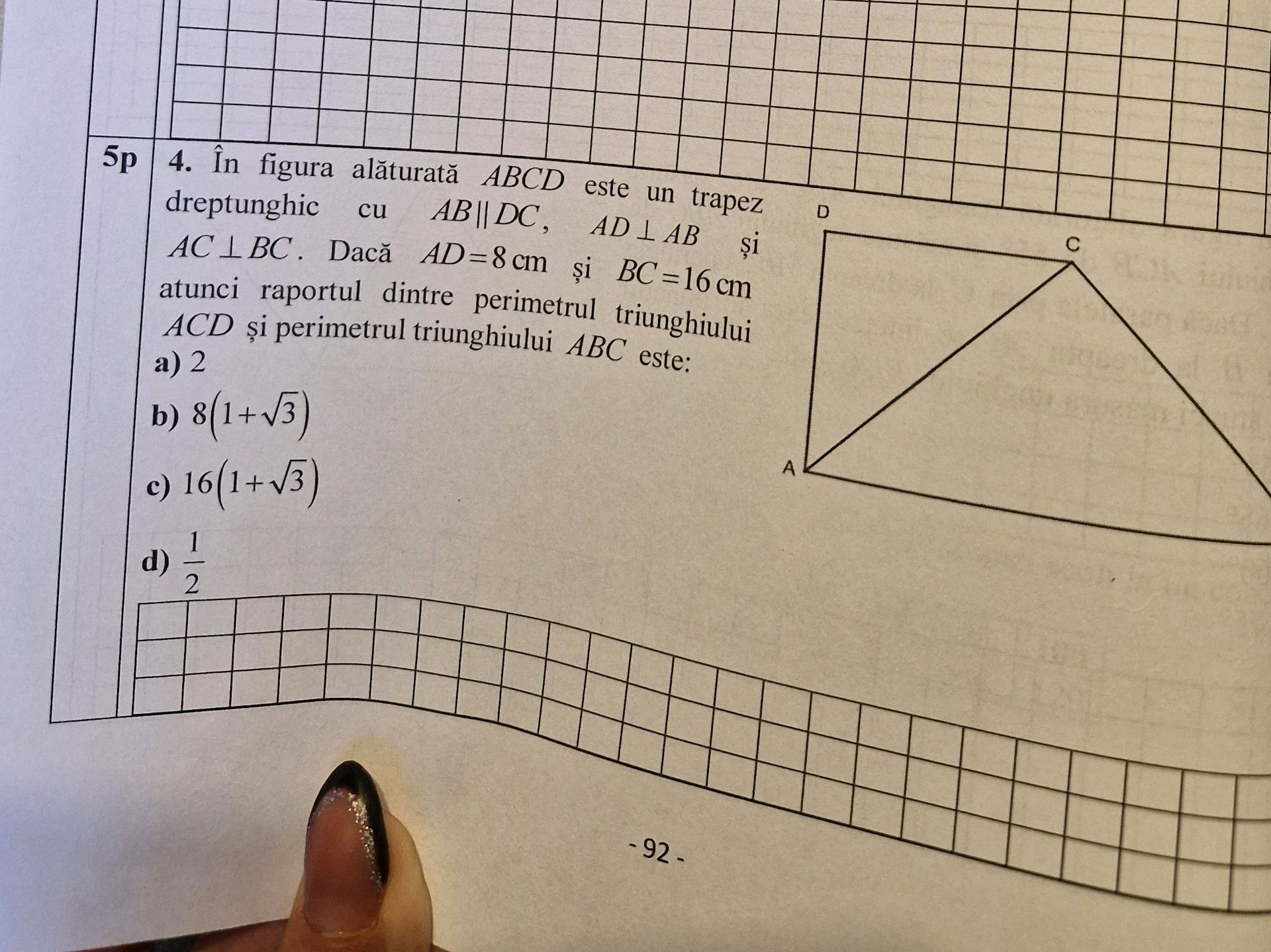 4. În figura alăturată ABCD este un trapez | StudyX