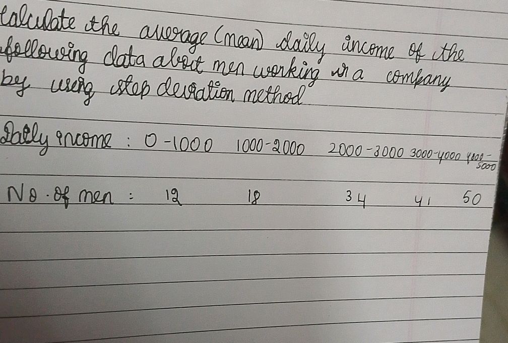 Calculate the average (mean) daily income of | StudyX