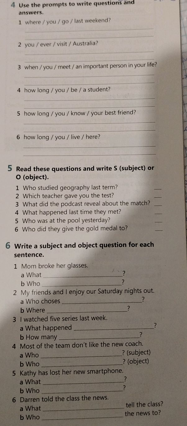 4 Use the prompts to write questions and | StudyX