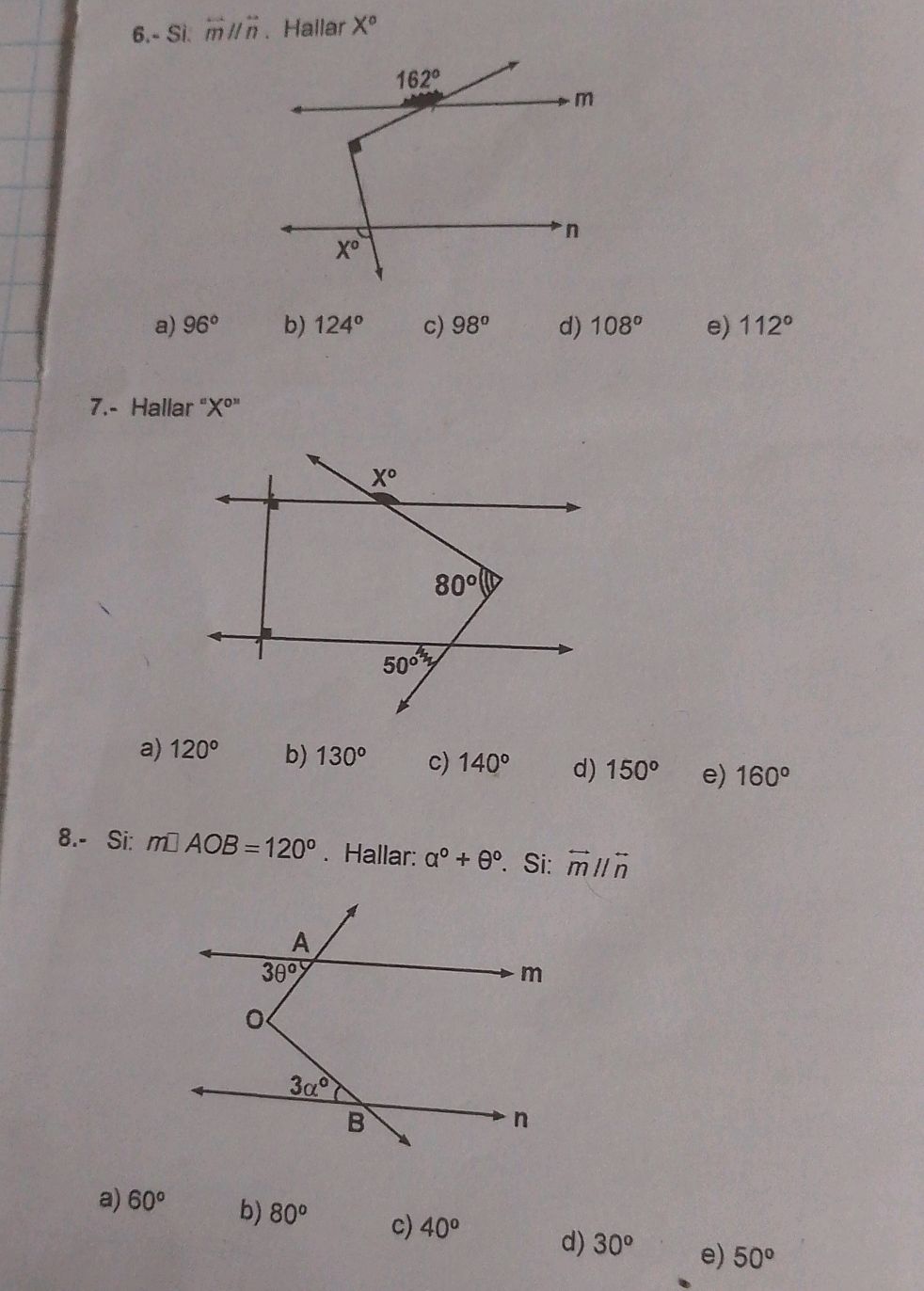 6.- Si. $m parallel n$. Hallar $X^ ext{o}$ | StudyX