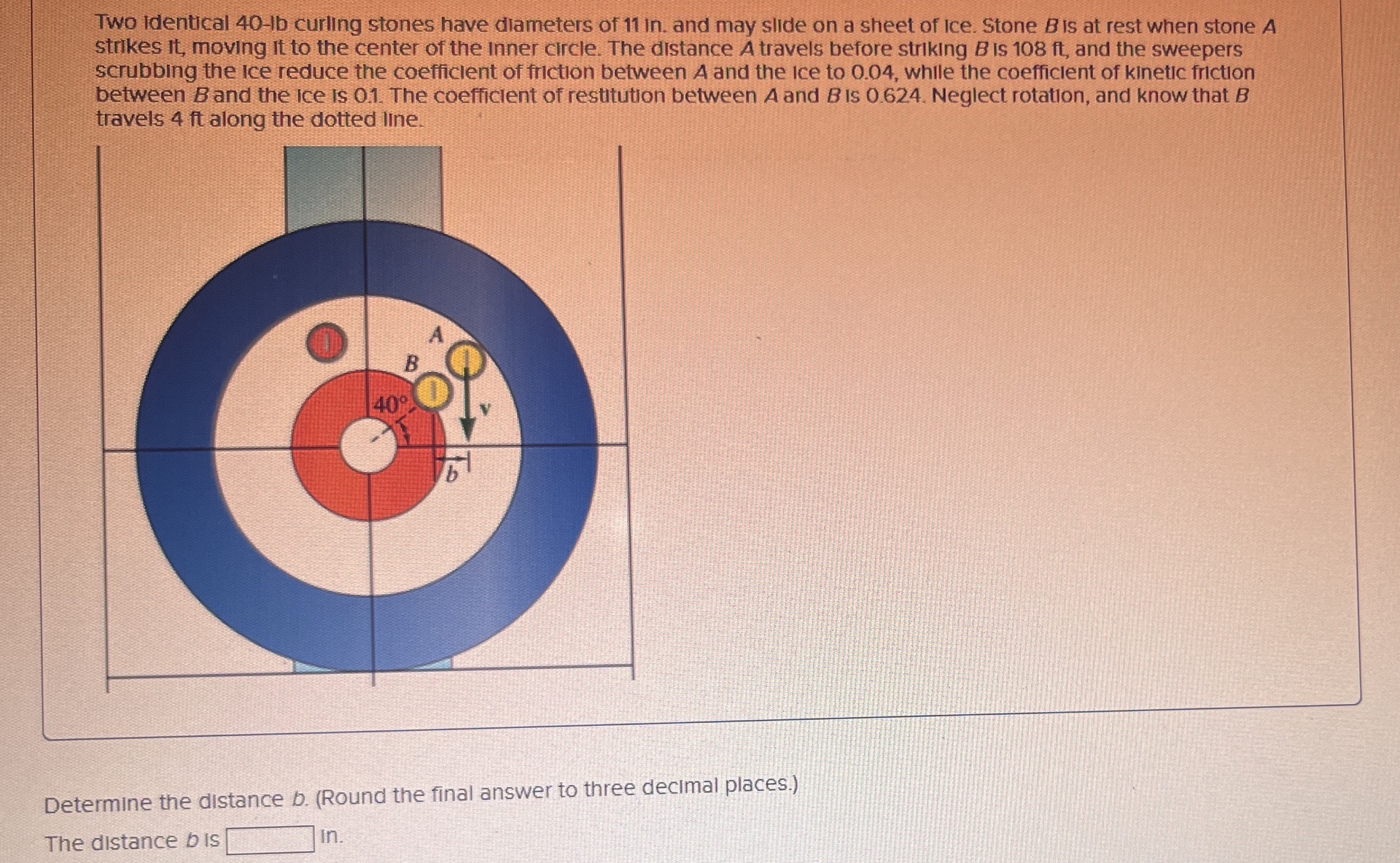 Two identical 40-lb curling stones have