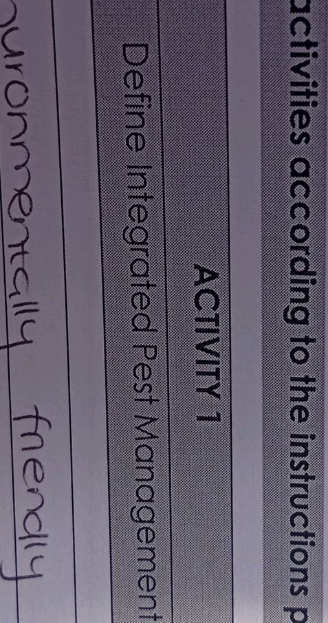 ACTIVITY 1 Define Integrated Pest Management | StudyX