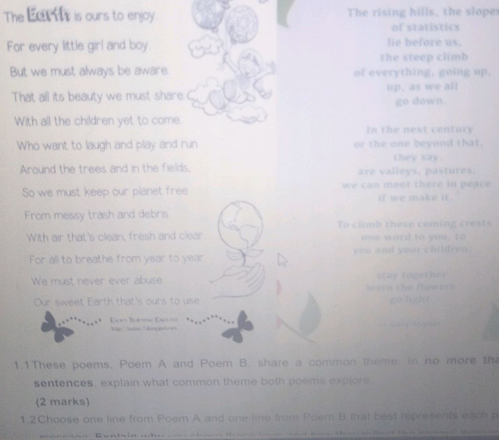 1.1 These poems, Poem A and Poem B, share a | StudyX