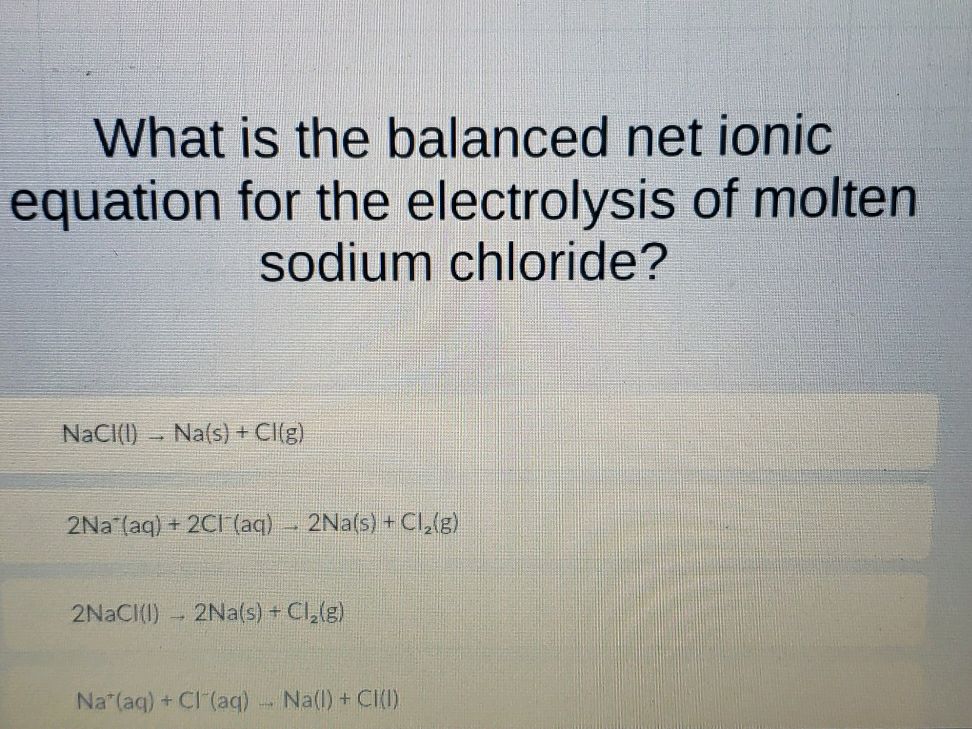 What is the balanced net ionic equation for | StudyX