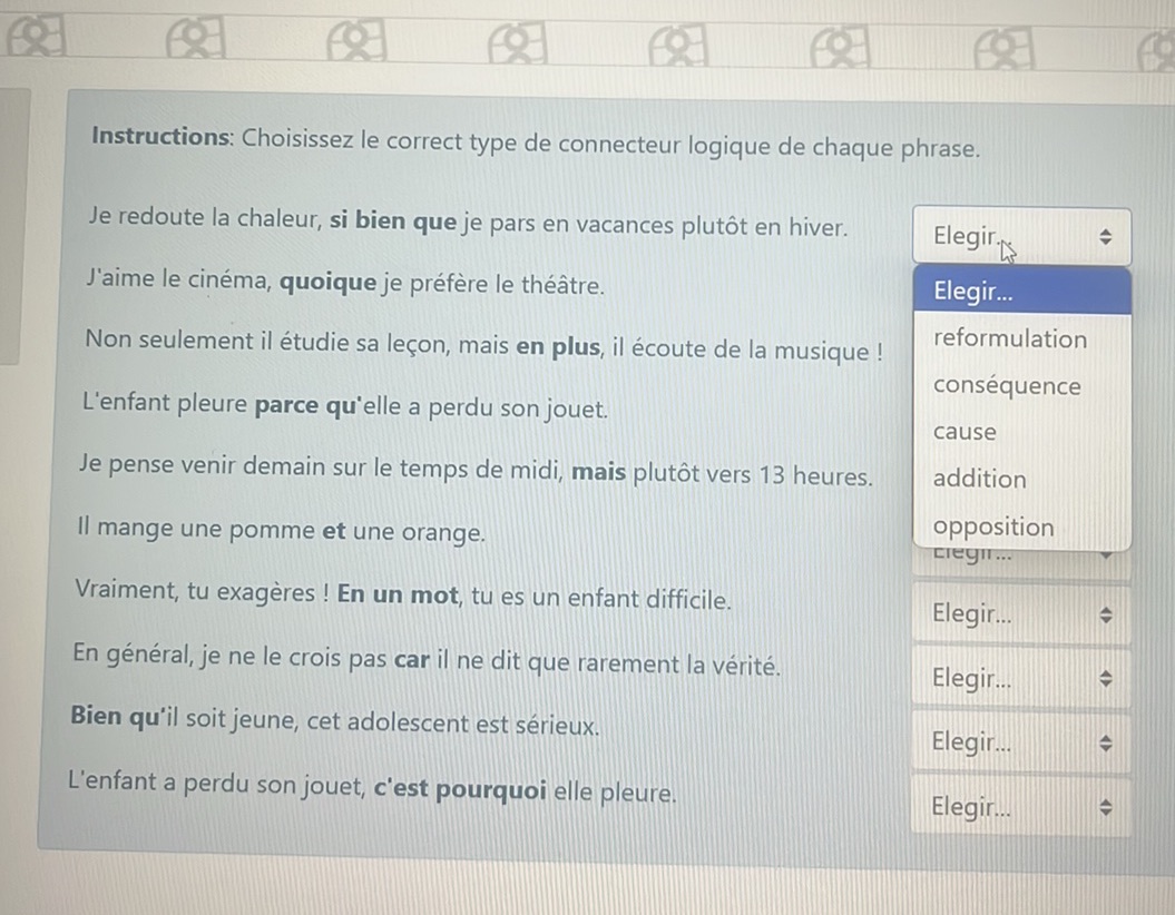 Instructions: Choisissez le correct type de | StudyX
