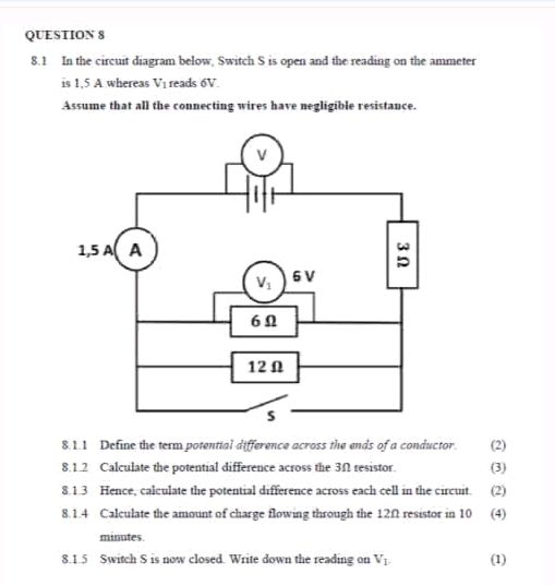 8. In the circuit diagram below, Switch S | StudyX