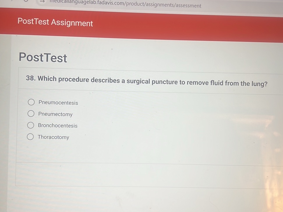 38. Which procedure describes a surgical | StudyX