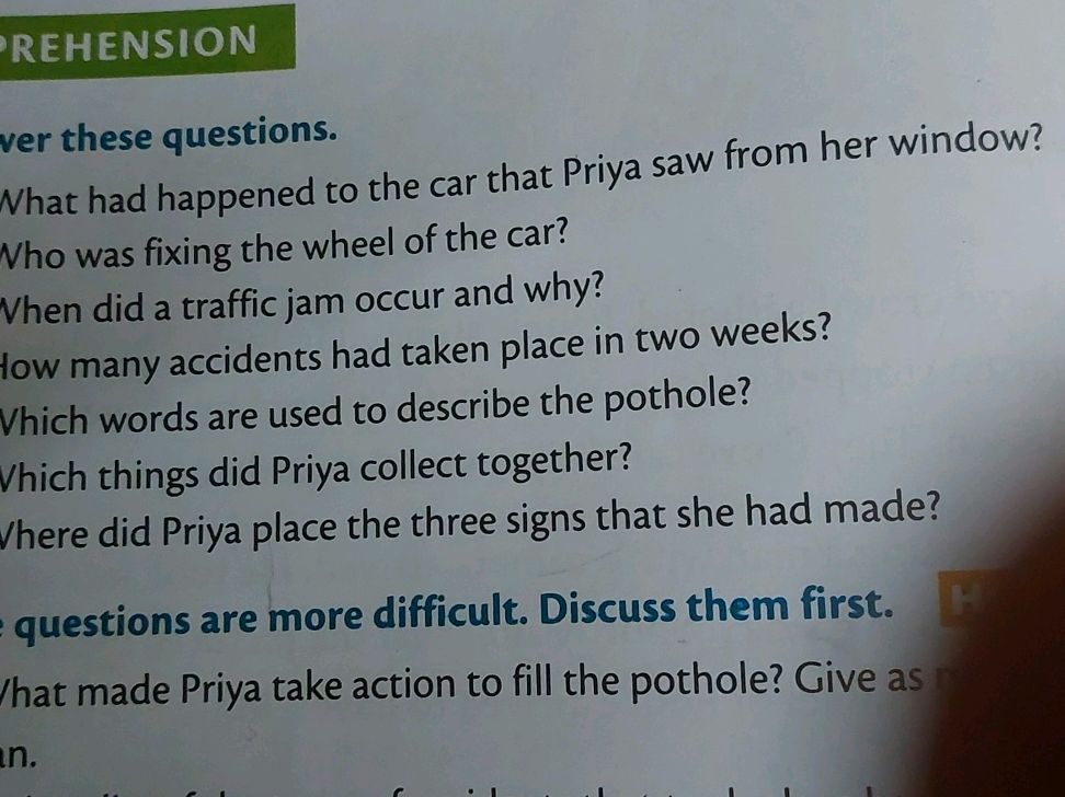 What had happened to the car that Priya saw | StudyX