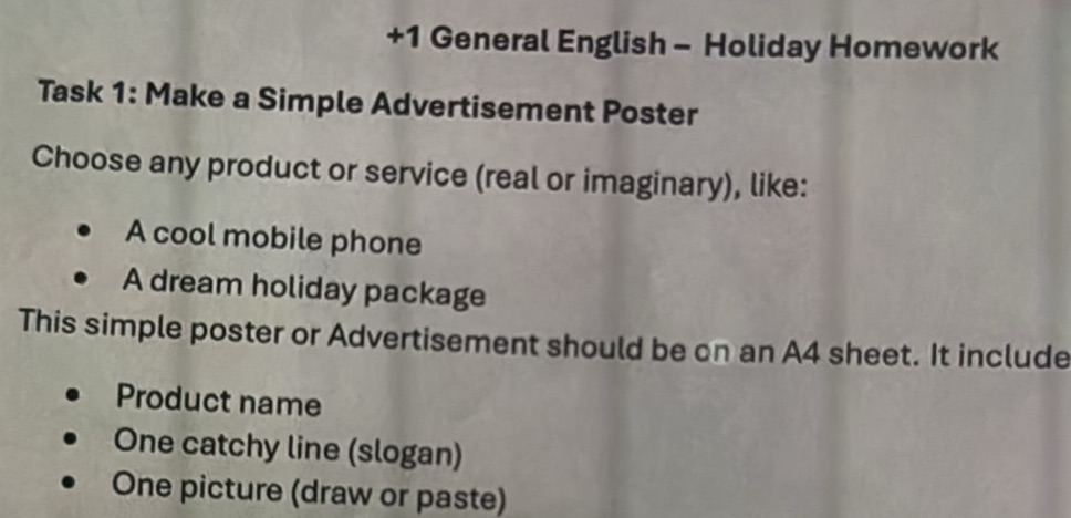 Task 1: Make a Simple Advertisement Poster | StudyX