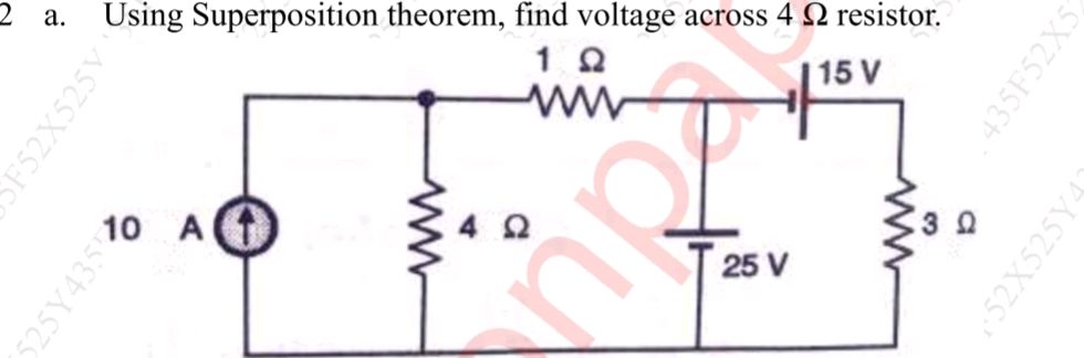 Using Superposition theorem, find voltage | StudyX