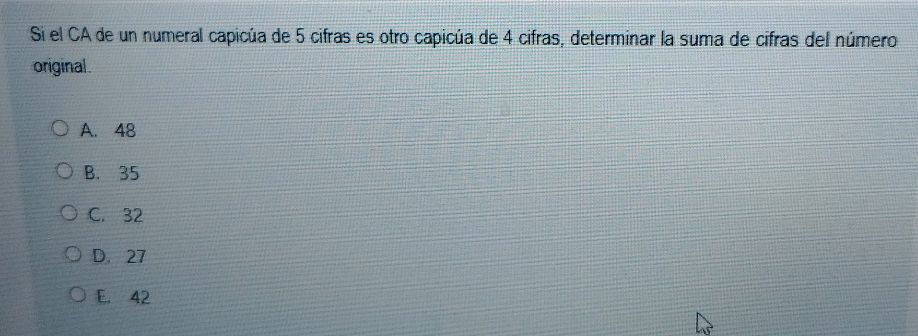 Si el CA de un numeral capicúa de 5 cifras | StudyX