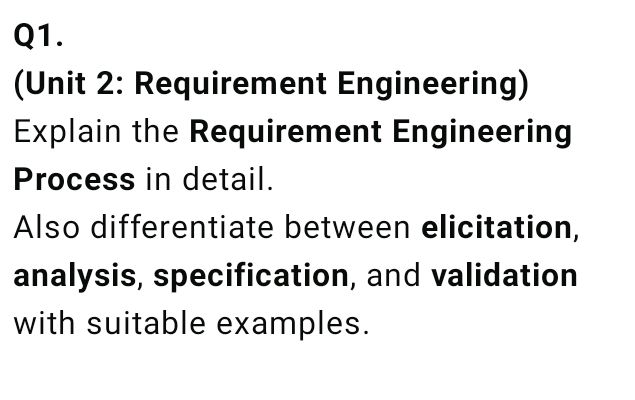Q1. (Unit 2: Requirement Engineering) | StudyX