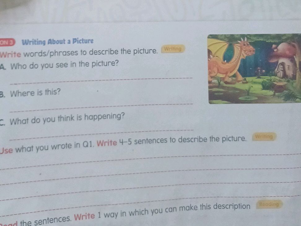 Write words/phrases to describe the picture. | StudyX
