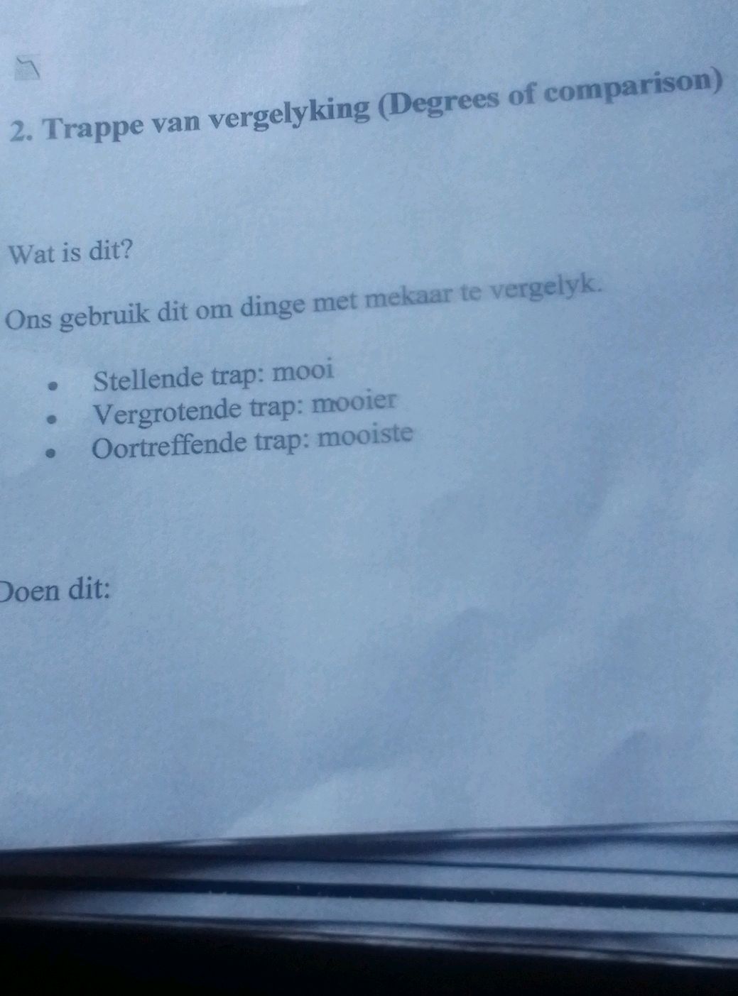 2. Trappe van vergelyking (Degrees of | StudyX