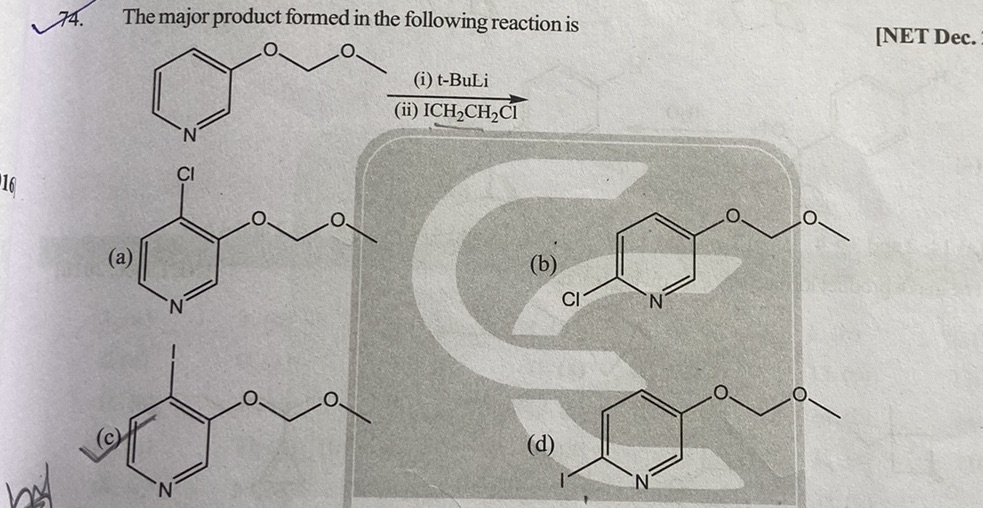 74. The major product formed in the | StudyX