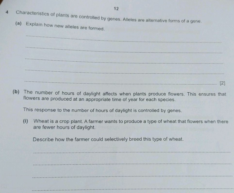 4 Characteristics of plants are controlled | StudyX
