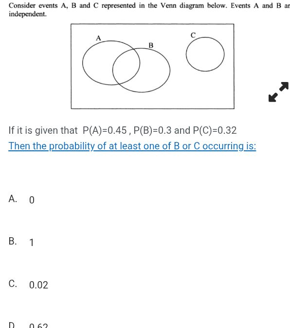 Consider events A, B and C represented in | StudyX
