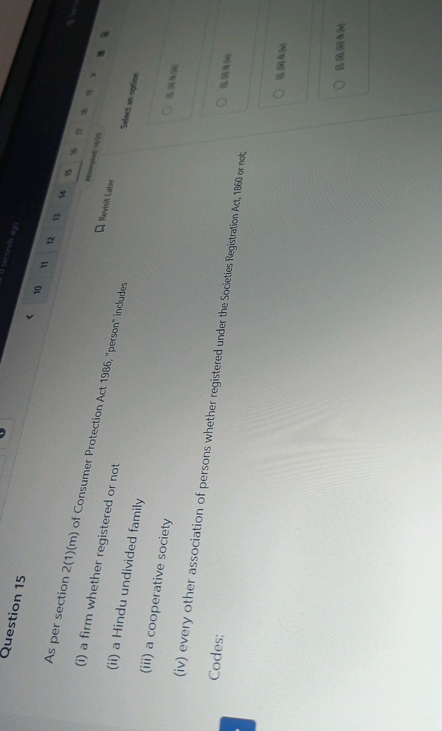 As per section 2(1)(m) of Consumer | StudyX