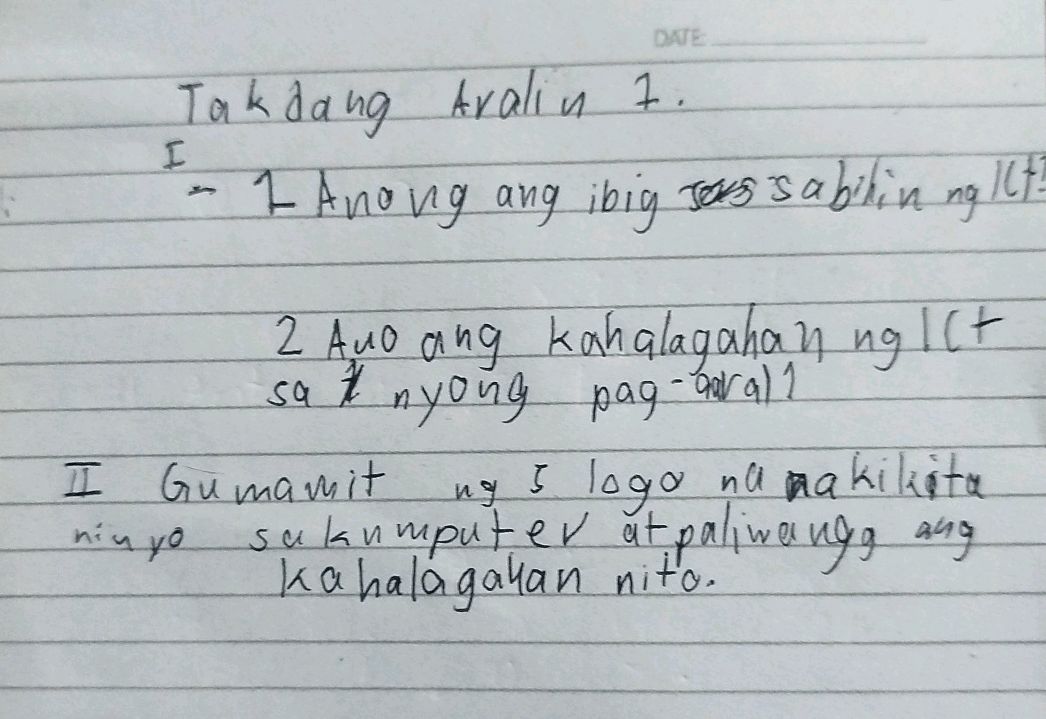 Takdang Aralin 7. I 1. Anong ang ibig | StudyX