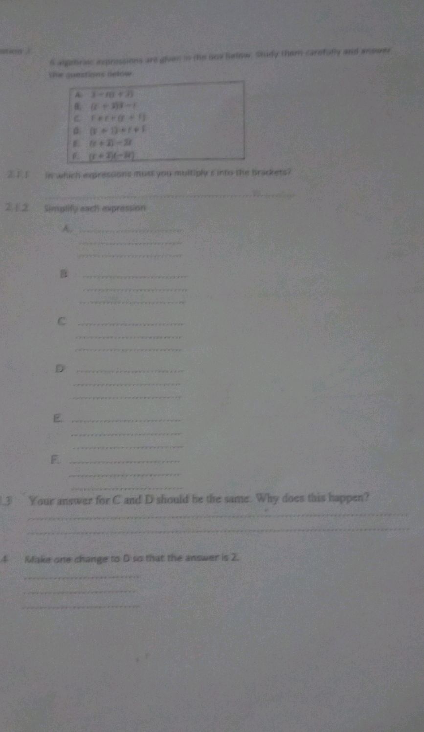2. 6 algebraic expressions are given to the | StudyX