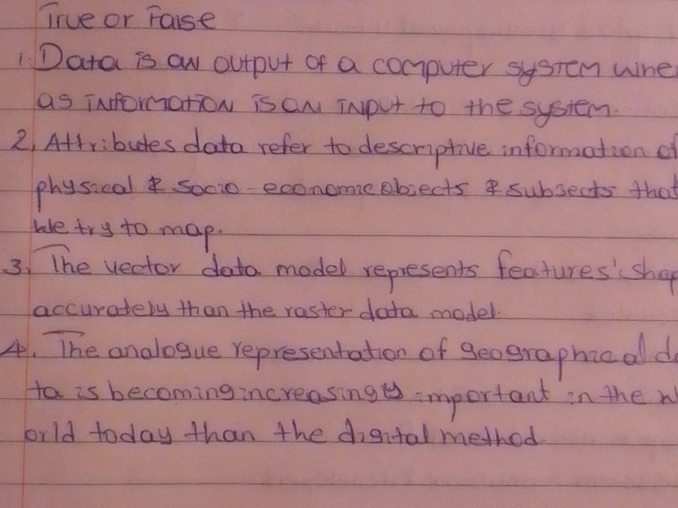 True or false 1. Data is an output of a | StudyX