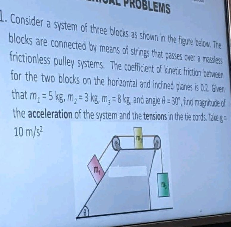 Consider a system of three blocks as shown | StudyX