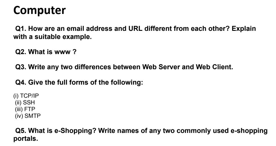 Q1. How are an email address and URL | StudyX