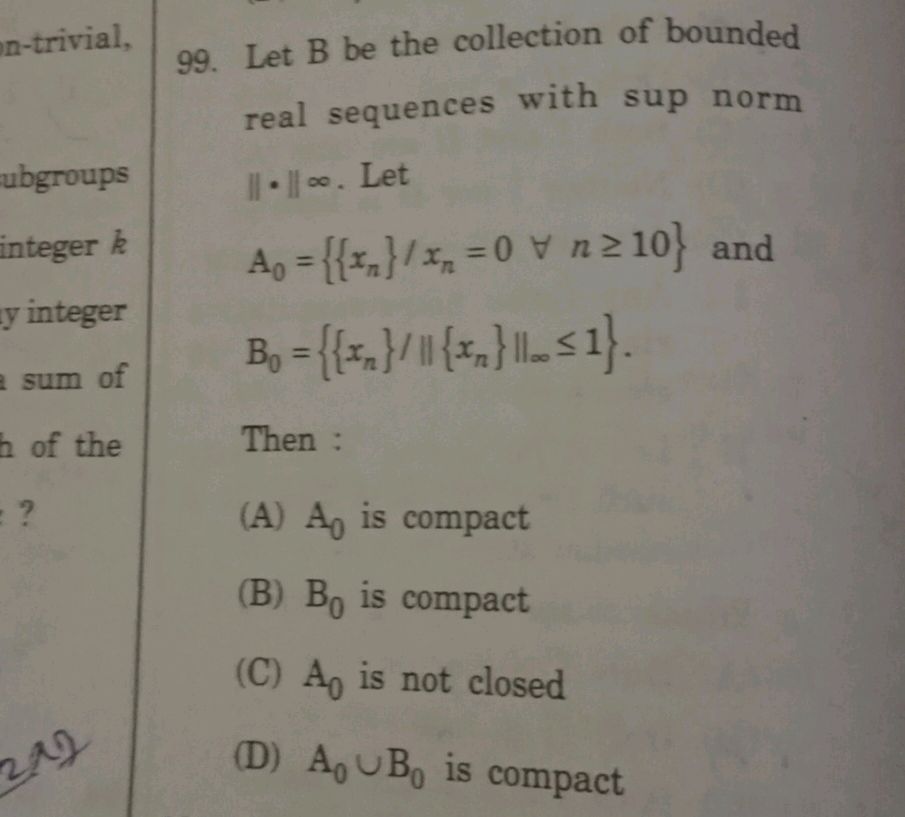 99. Let B be the collection of bounded real | StudyX