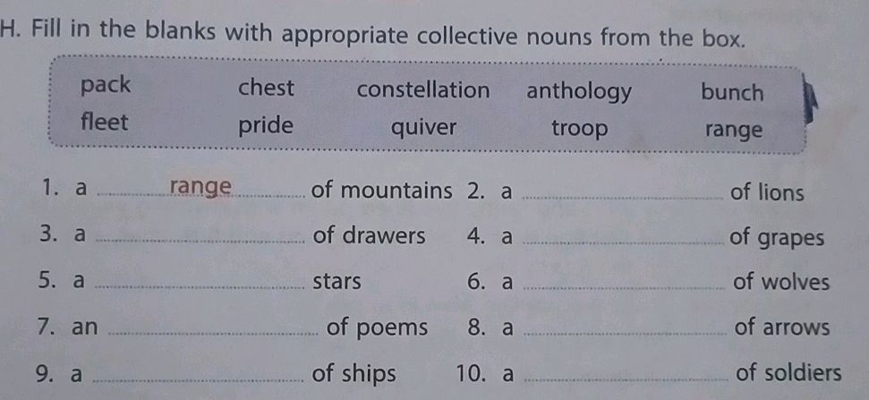 H. Fill in the blanks with appropriate | StudyX