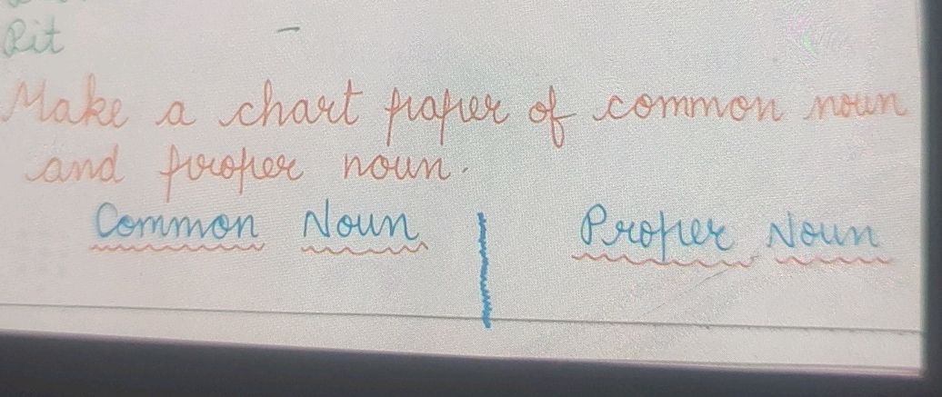 Make a chart of common noun and proper noun. | StudyX