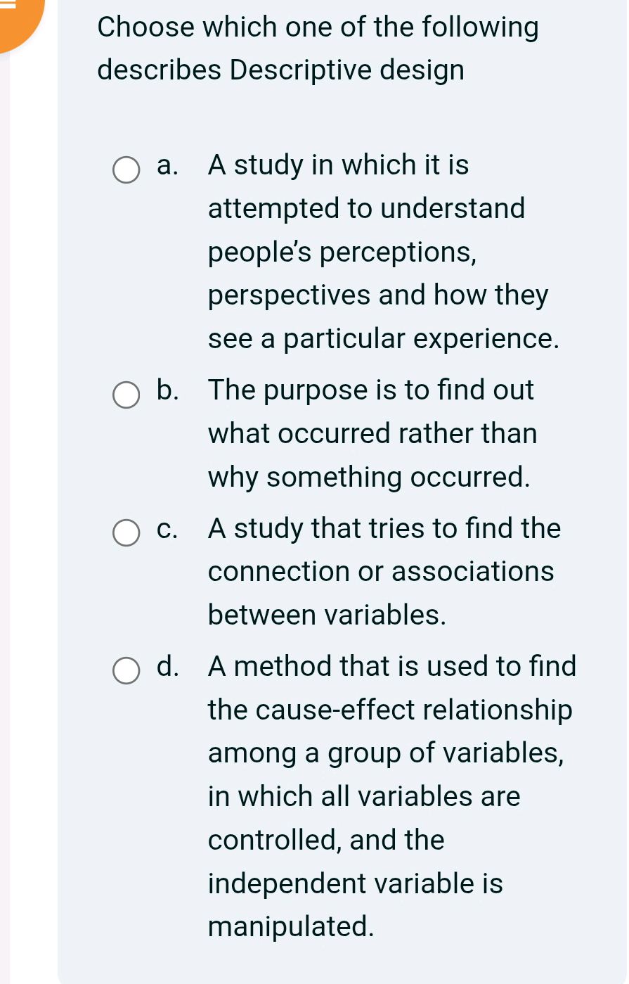 Choose which one of the following describes | StudyX