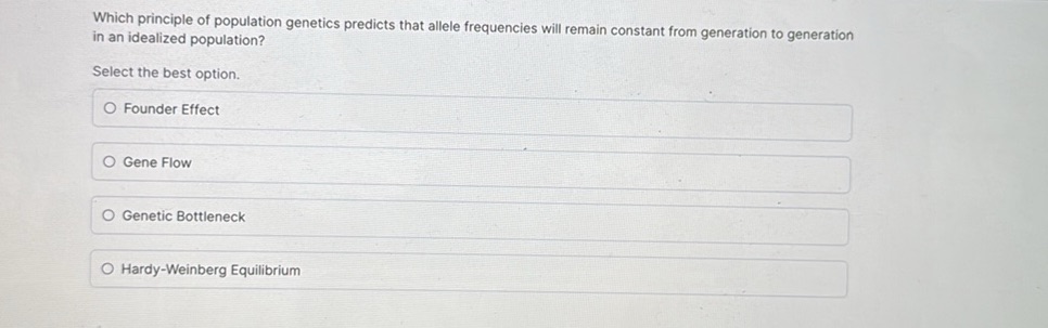 Which principle of population genetics | StudyX