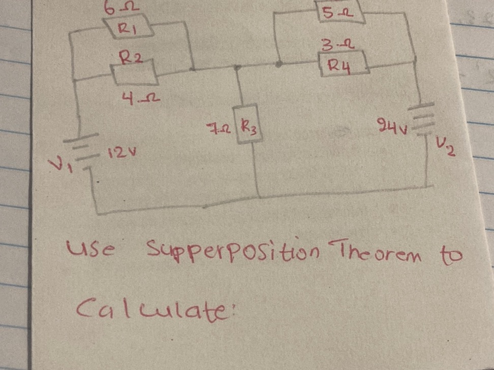 Use Supperposition Theorem to Calculate: | StudyX