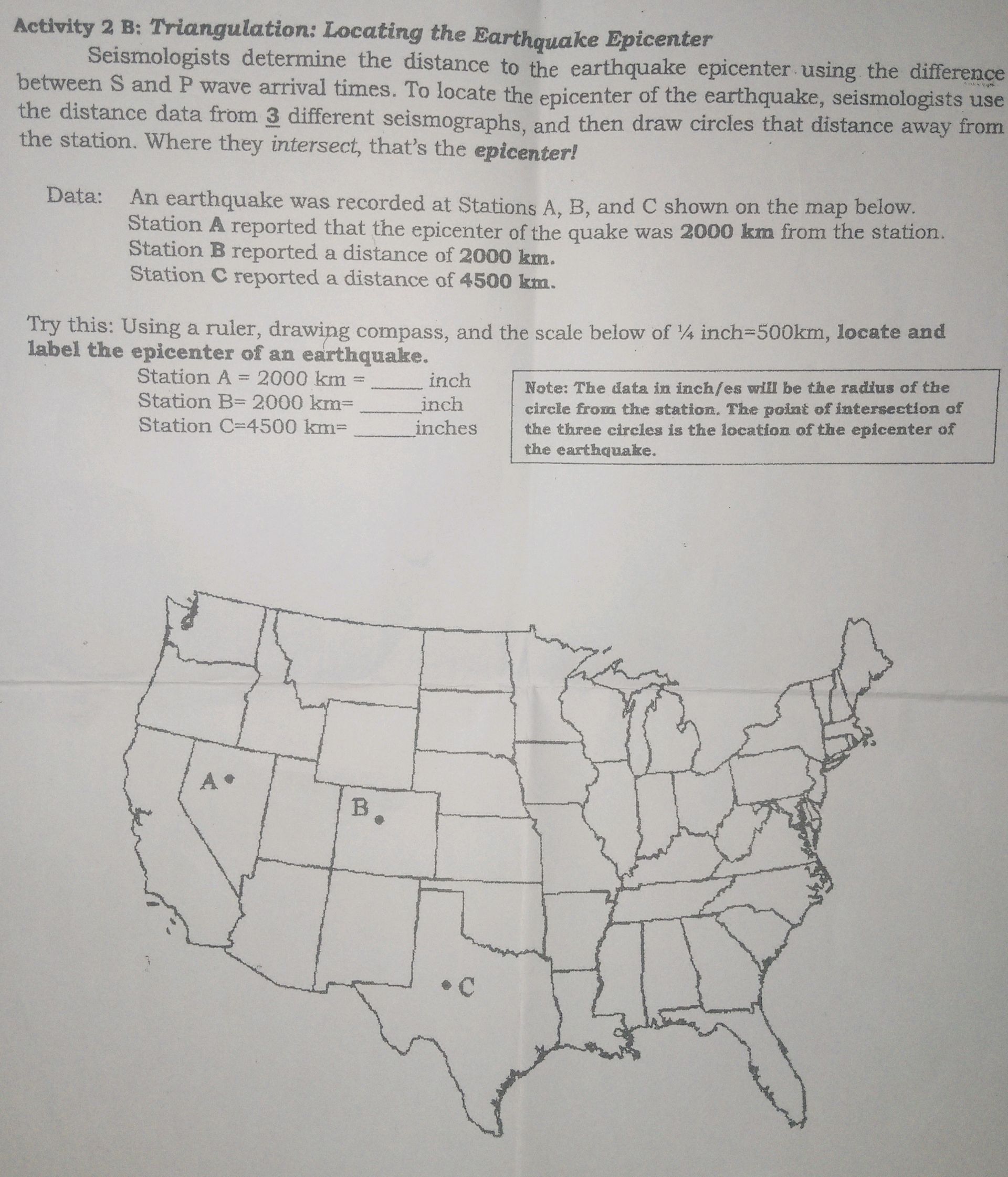 Activity 2 B: Triangulation: Locating the | StudyX
