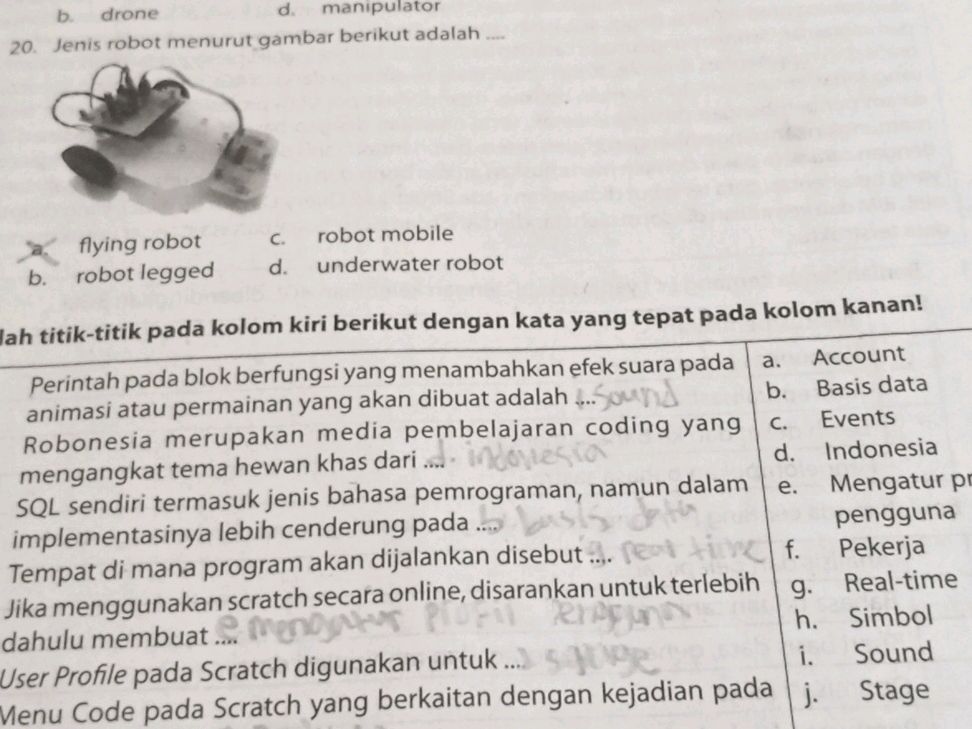 20. Jenis robot menurut gambar berikut | StudyX